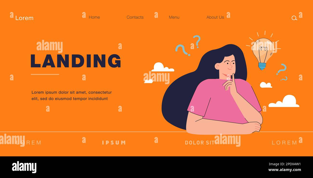 Woman thinking with bright light bulb, question mark overhead Stock ...