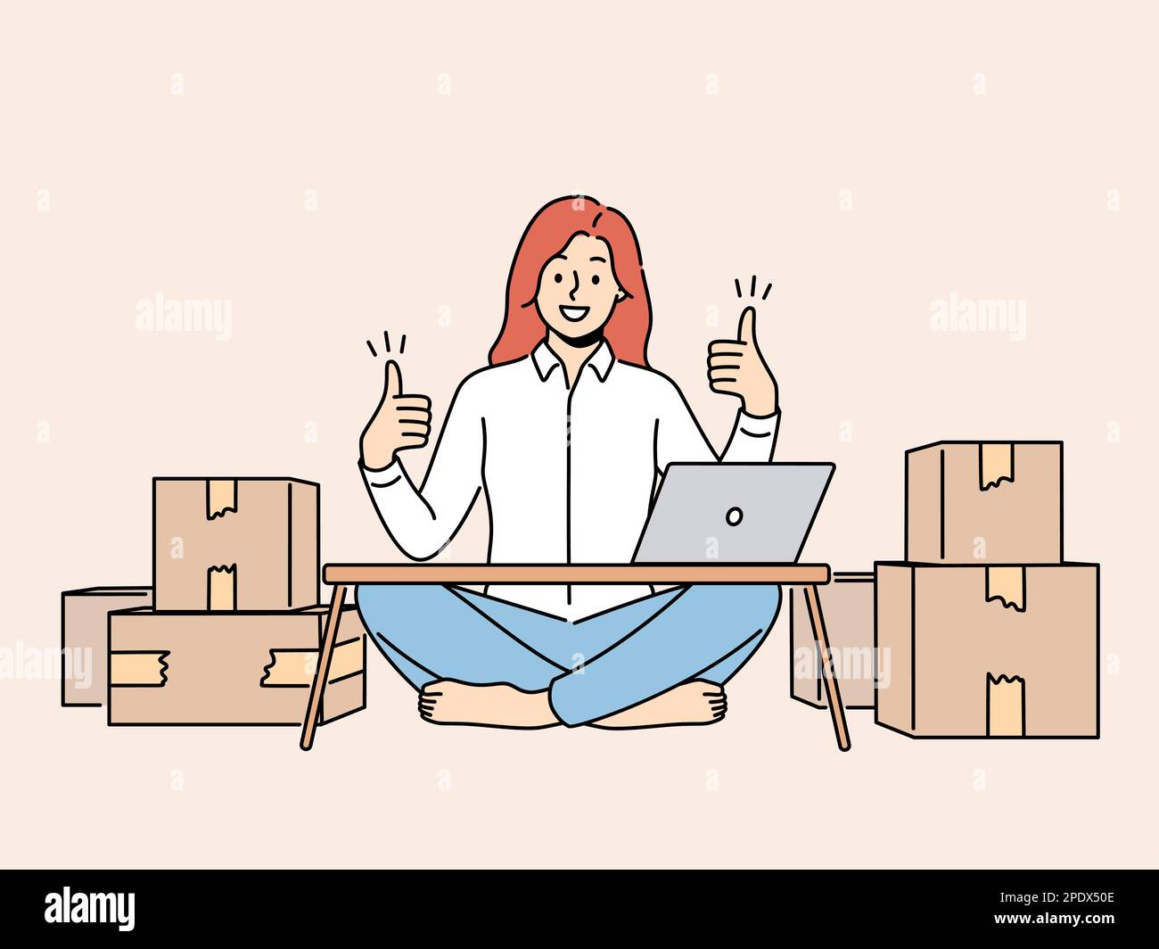 Smiling businesswoman excited sales Stock Vector Images - Alamy