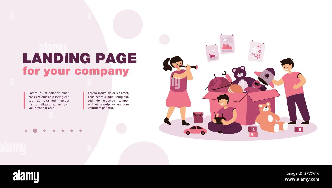 Happy children playing near box full of toys Stock Vector Image & Art ...