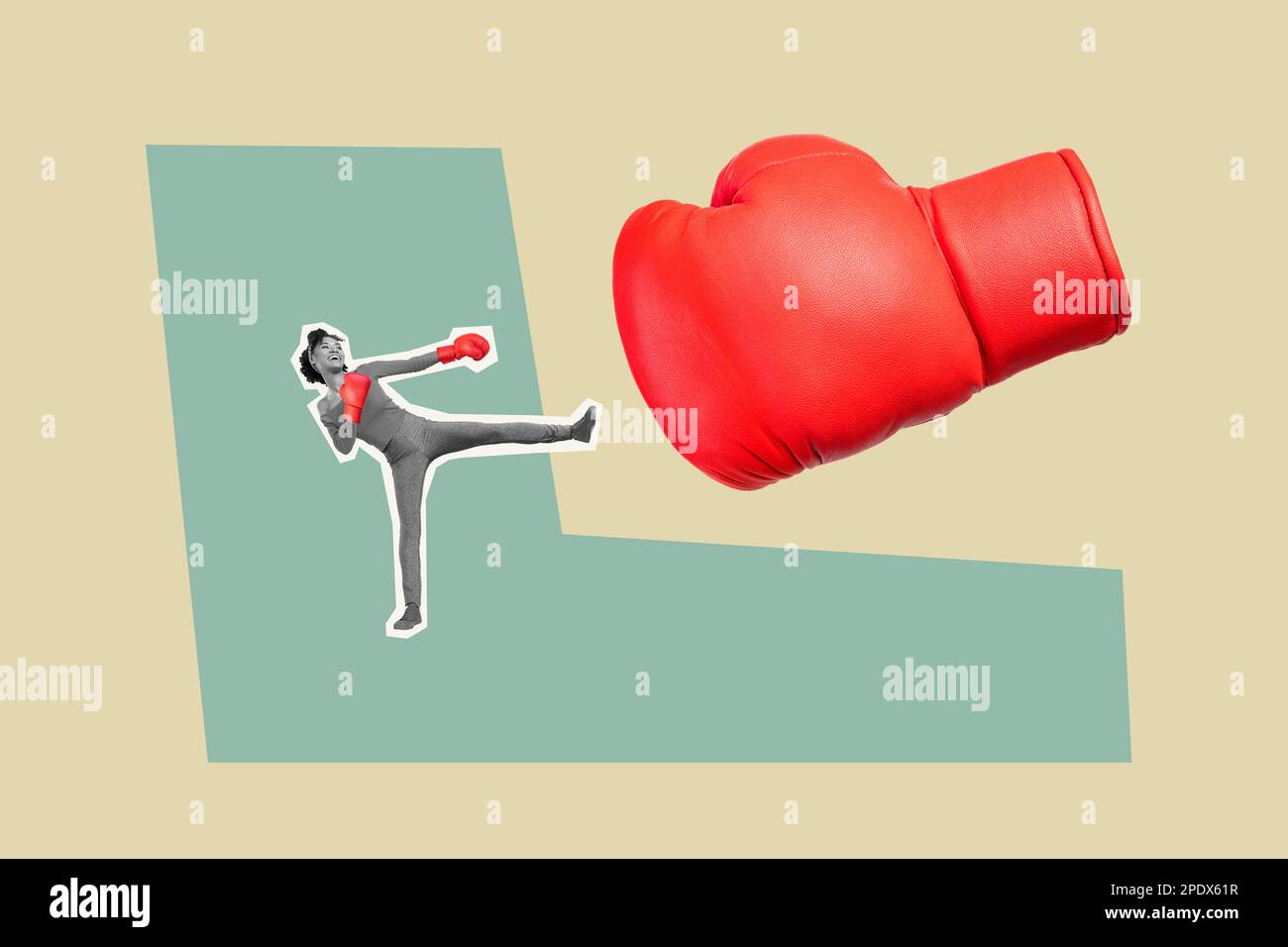 Creative drawing 3d sketch collage picture of sportive girl practicing ...