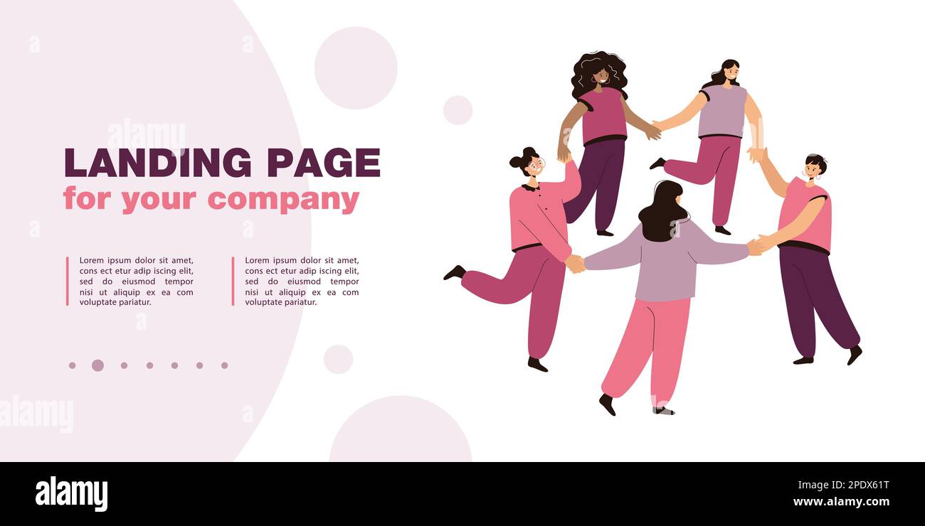 Happy cartoon people doing round dance together Stock Vector Image ...