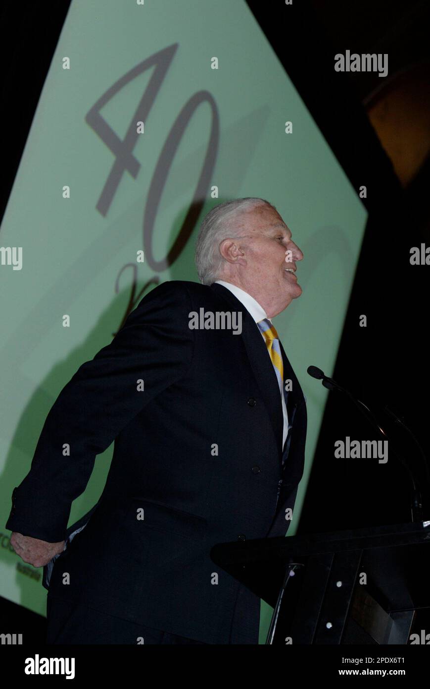 Veteran talkback host John Laws at the luncheon celebrating the 40th ...