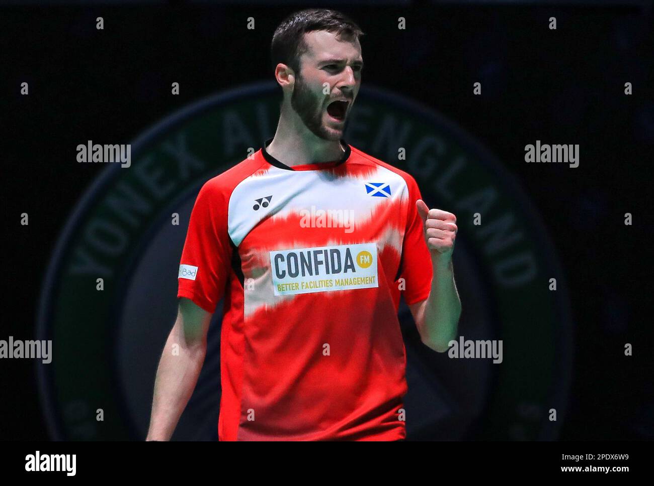 Scotland’s Adam Hall celebrates winning during his match with team mate ...