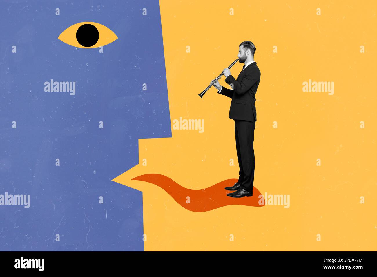 Creative abstract template collage of musician gentleman costume ...