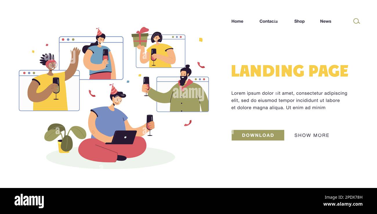 Online birthday party video Cut Out Stock Images & Pictures - Alamy