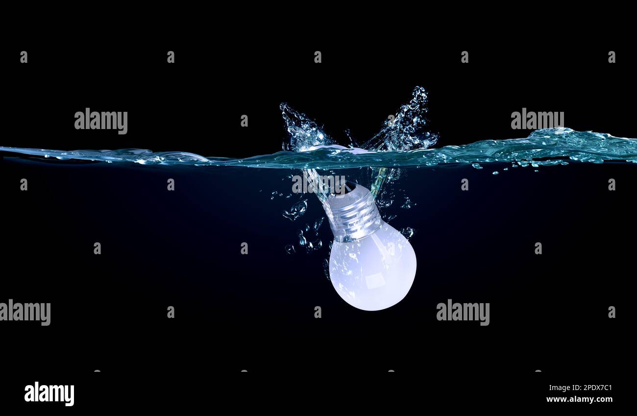Creative water splash on a Led bulb Stock Photo - Alamy