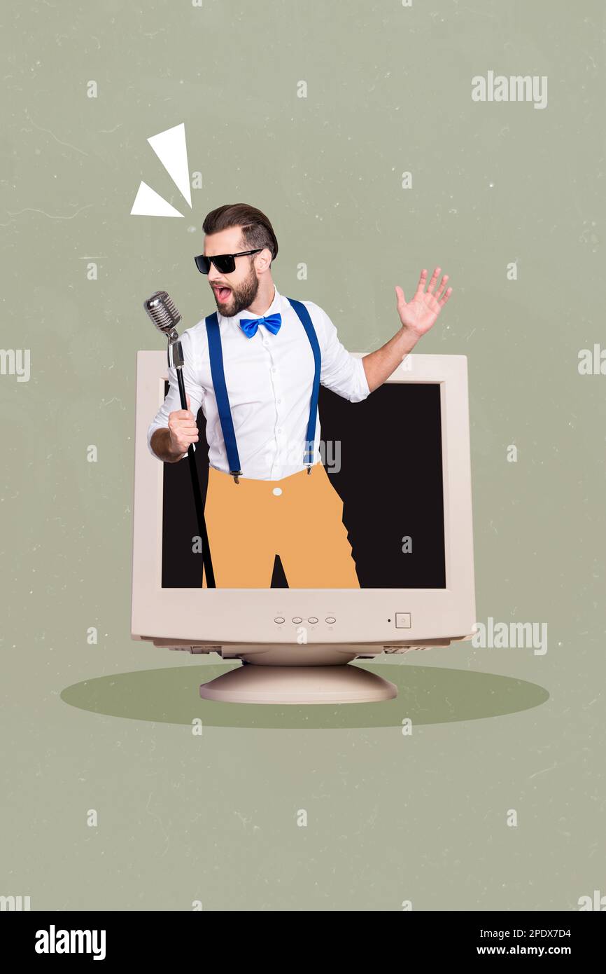 Retro abstract creative artwork template collage of singing singer tv ...