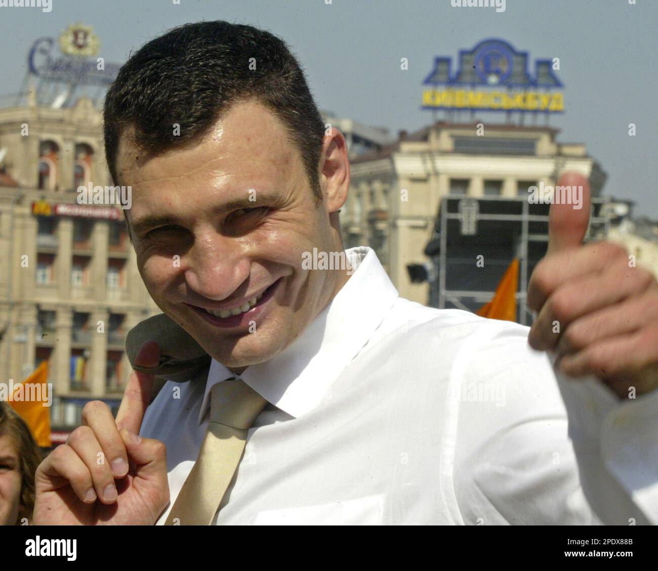 Vitali Klitschko, Ukrainian-born WBC heavyweight champion, smiles at ...