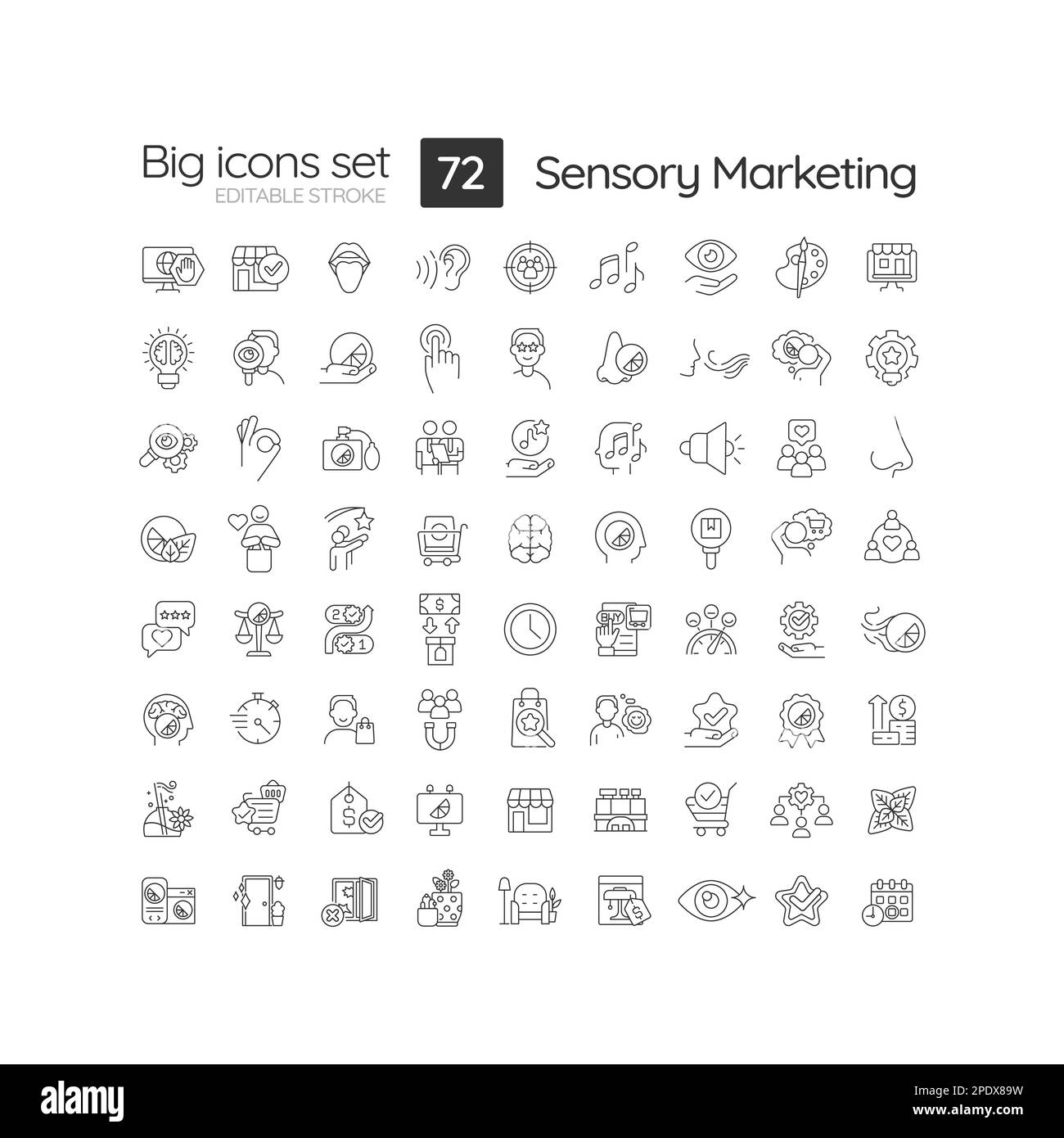 Sensory marketing linear icons set Stock Vector Image & Art - Alamy