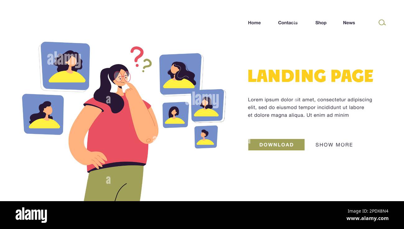 Cartoon woman making choice Cut Out Stock Images & Pictures - Alamy