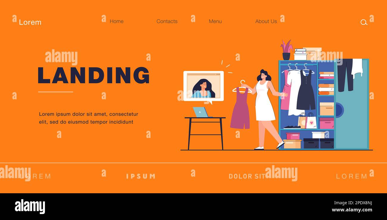 Woman getting clothes from wardrobe and choosing outfit Stock Vector ...