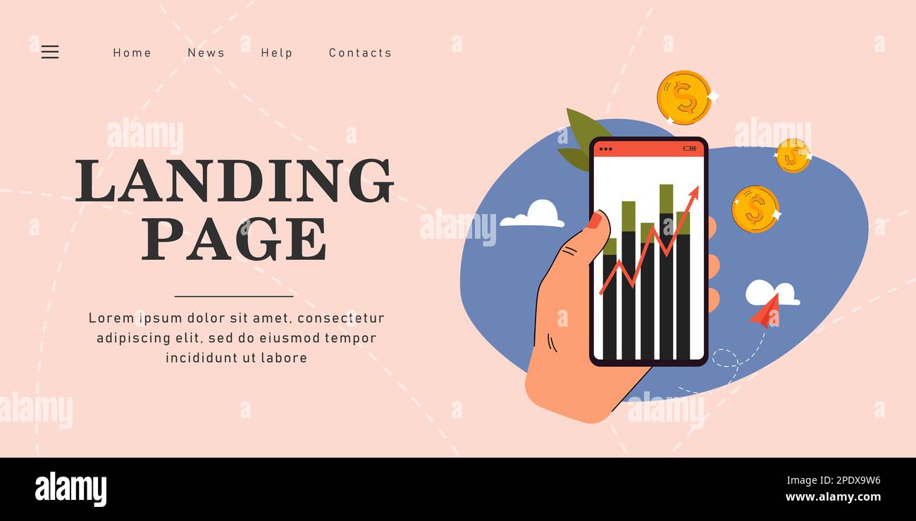 Hand holding phone with statistics flat vector illustration Stock ...