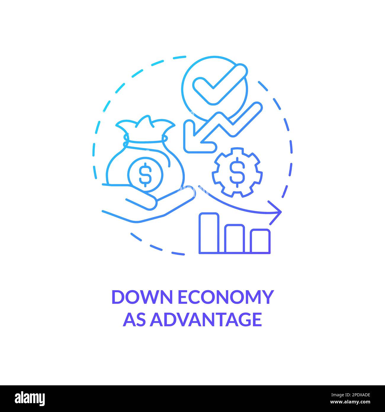 Down economy as advantage blue gradient concept icon Stock Vector Image ...