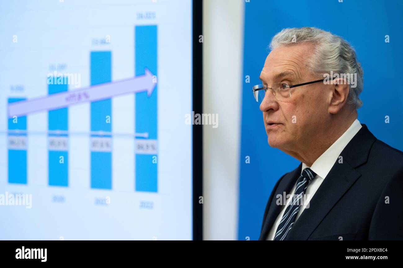 Munich, Germany. 15th Mar, 2023. Joachim Herrmann (CSU), Minister of the Interior of Bavaria ...