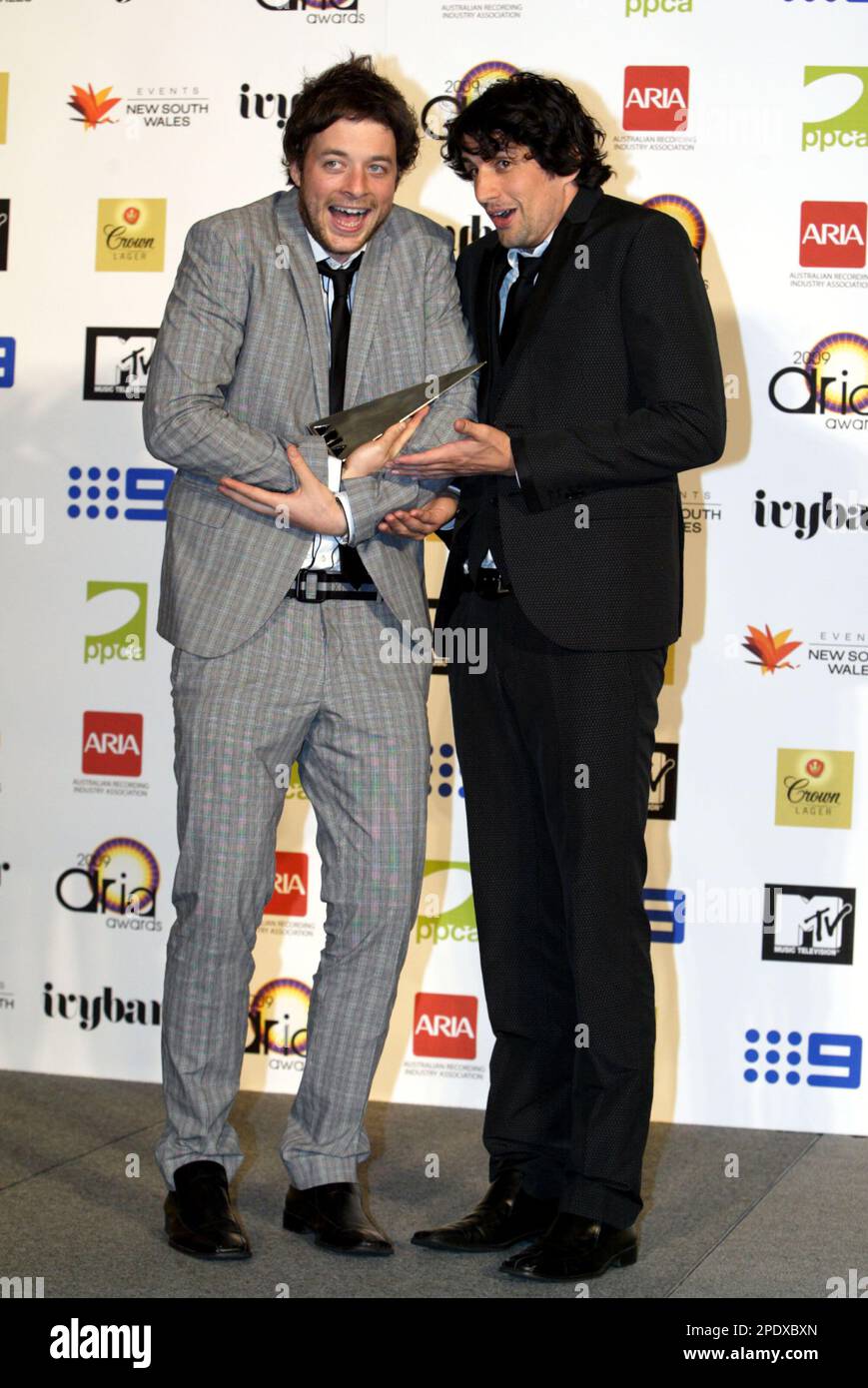 Hamish Blake (left) and Andy Lee The ARIA Awards held at the Acer Arena ...