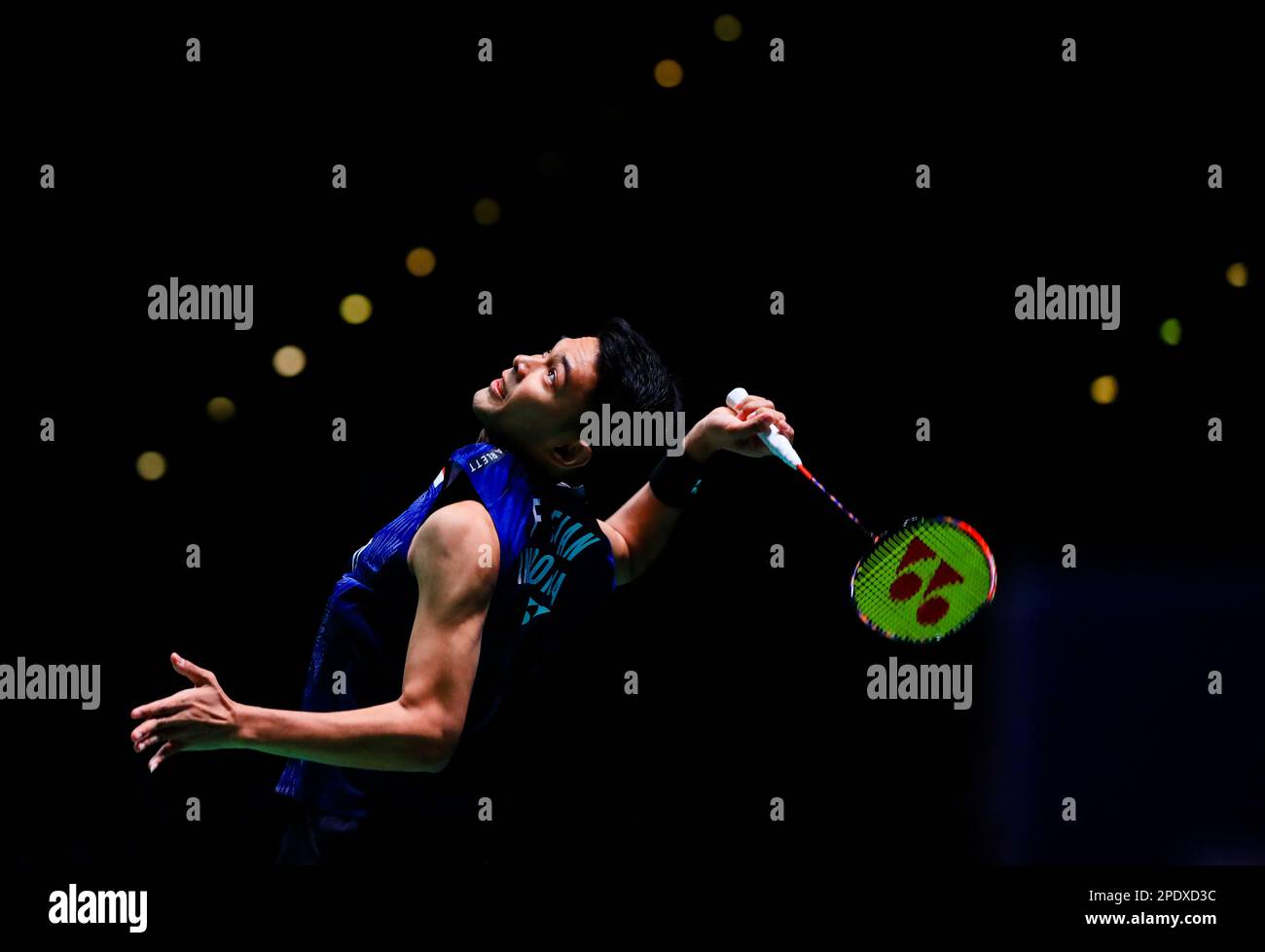 Indonesia’s Fajar Alfian in action during his match with team mate ...