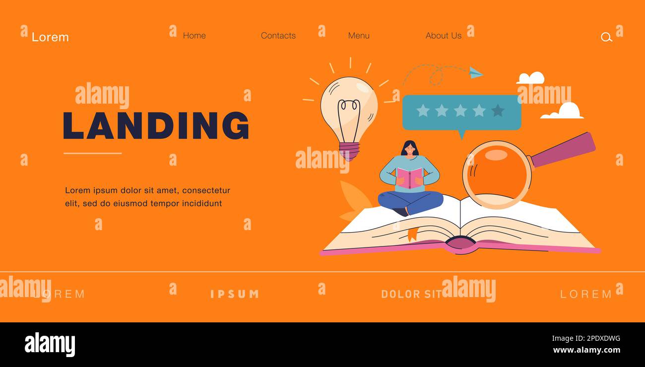 Tiny female customer reading book with good feedback Stock Vector Image ...