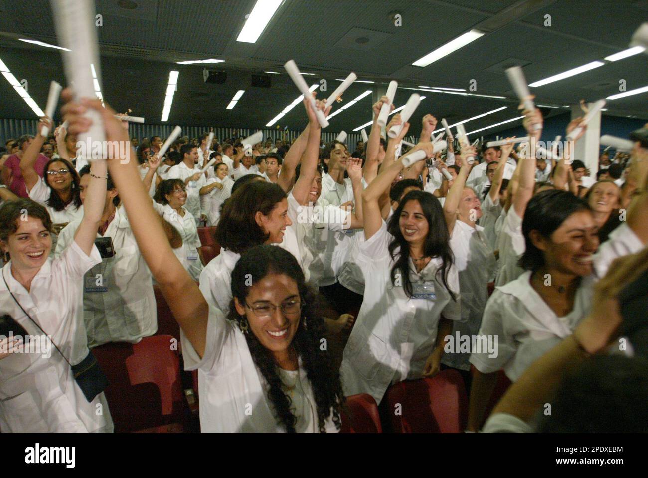 Latin American medical students celebrate after receiving their ...