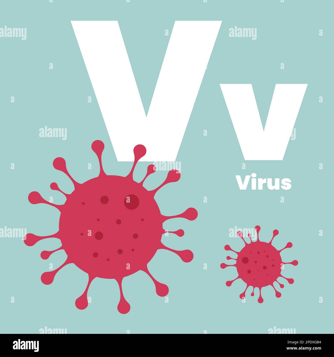 Cute children ABC alphabet flashcard words with the letter V for kids ...