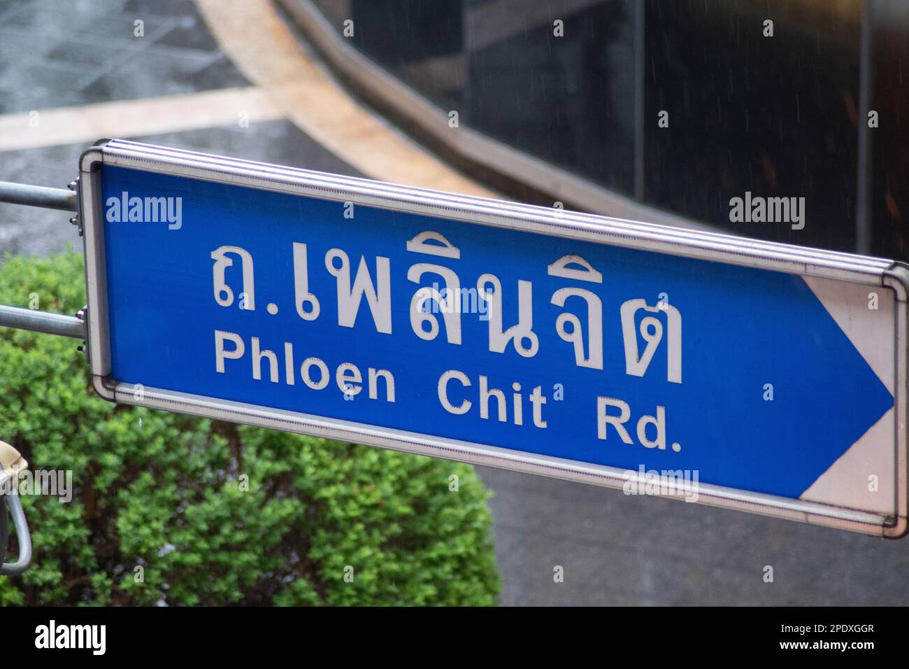 Phloen Chit road sign display in Bangkok. Phloen Chit Road is a major ...