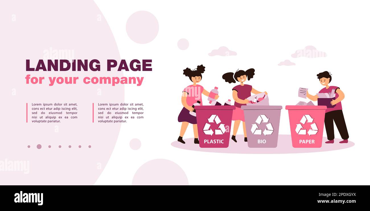 Kids sorting trash for recycling flat vector illustration Stock Vector ...