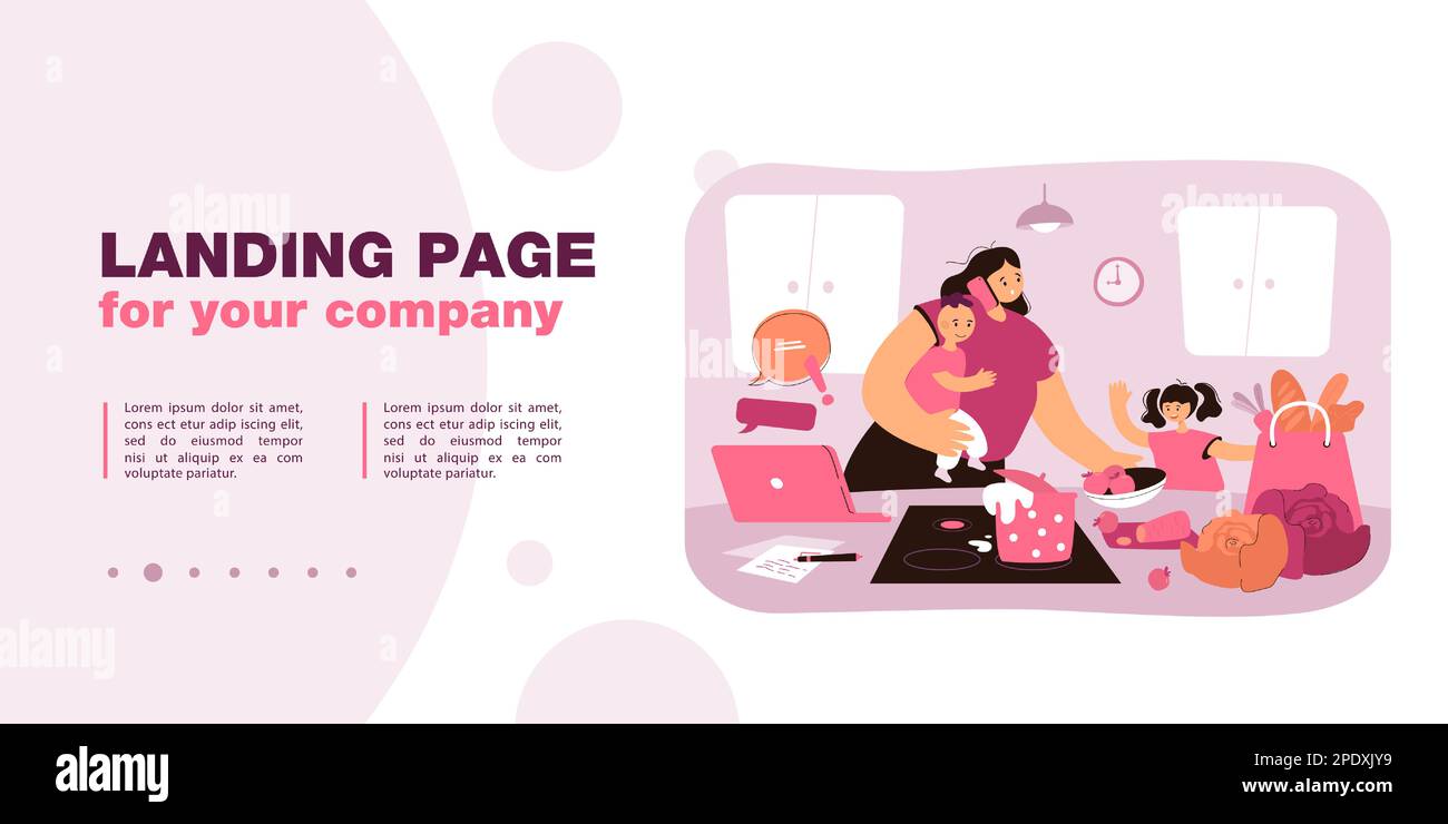 Busy mom working home Stock Vector Images - Alamy