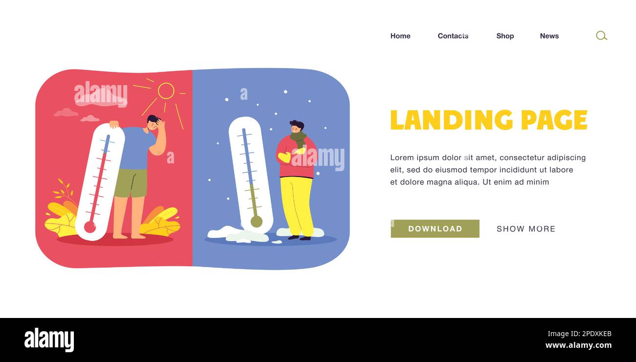 Men in cold and hot weather flat vector illustration Stock Vector Image ...