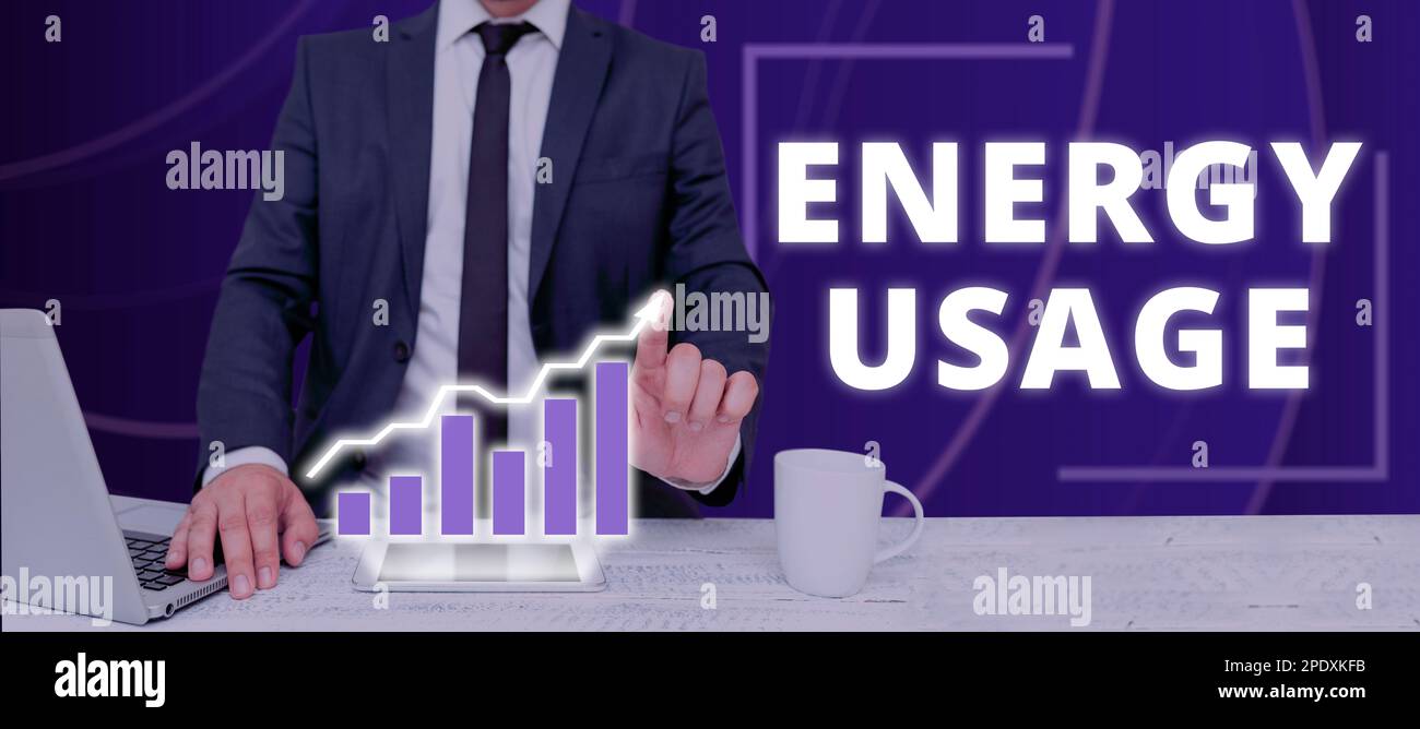 Writing displaying text Energy Usage. Word Written on Amount of energy ...