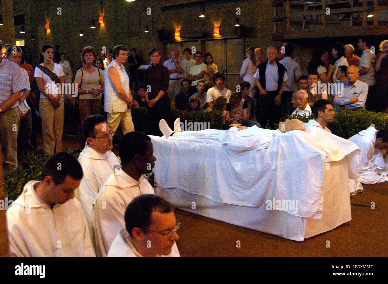 The body of Brother Roger who was slain on Tuesday, lies in state in ...