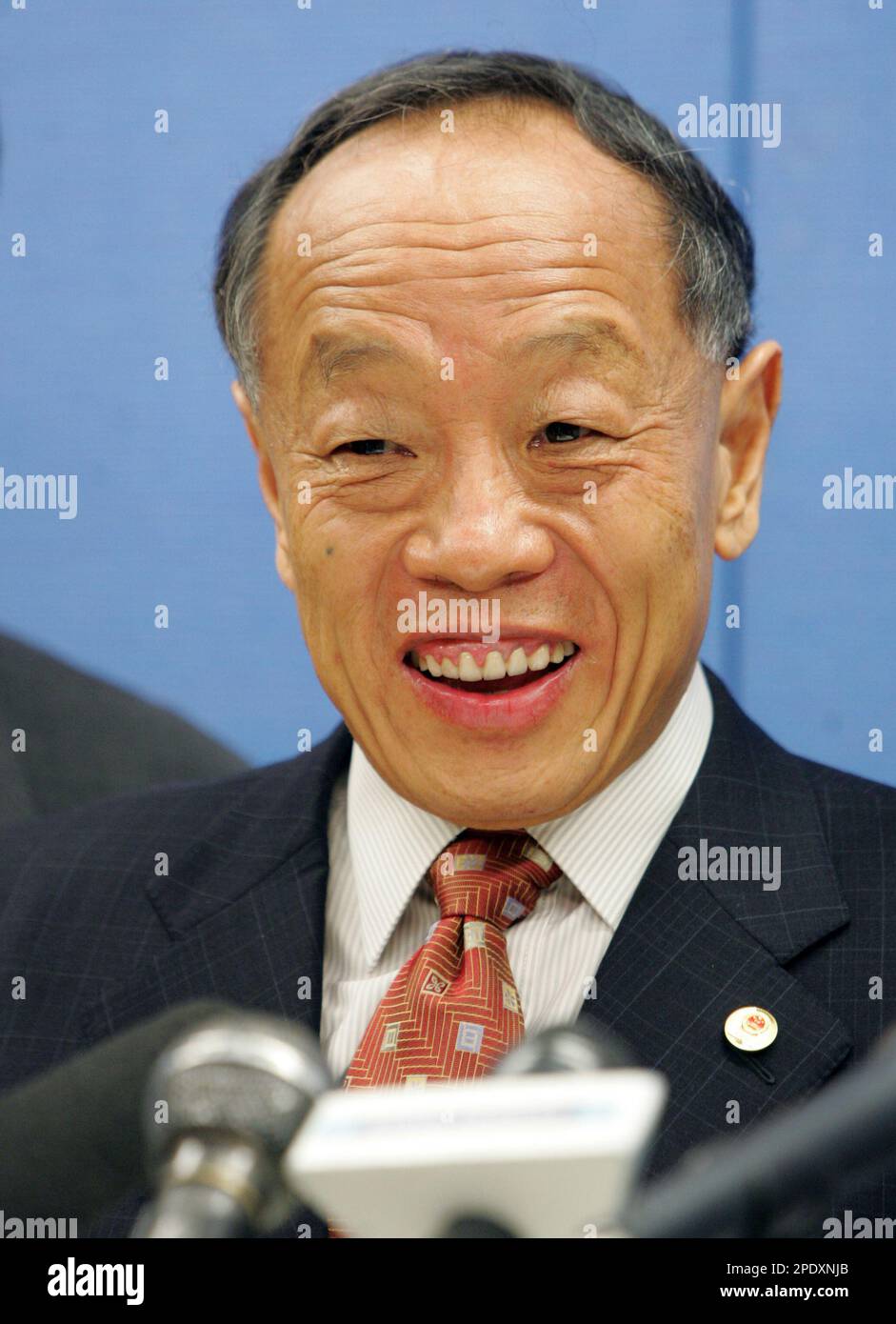 China's foreign minister Li Zhaoxing answer questions during a meeting ...
