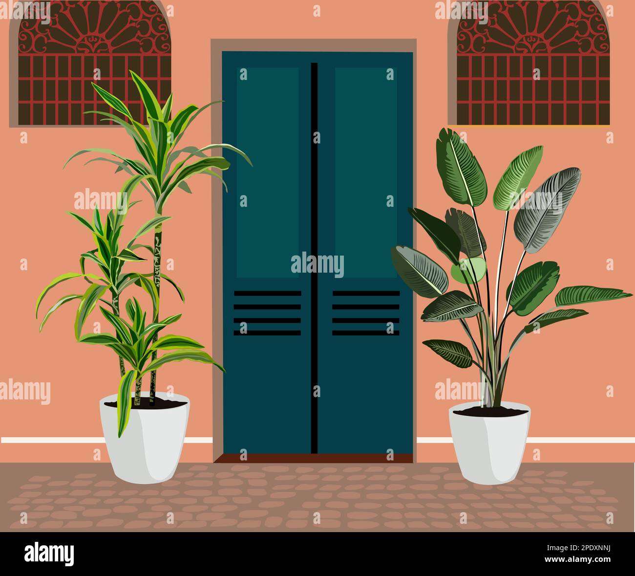 Wooden door porch Stock Vector Images - Alamy