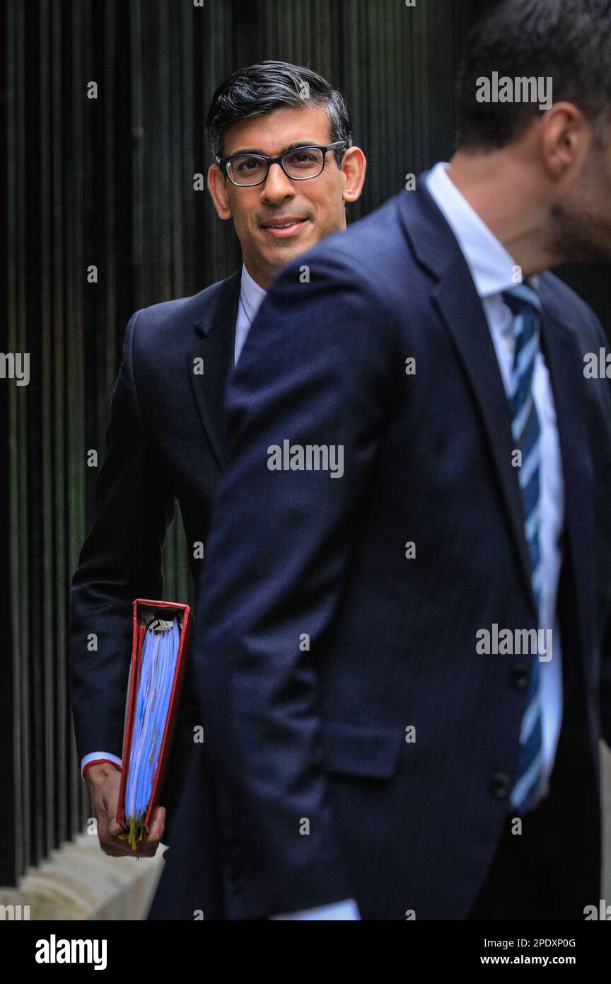 London, UK. 15th Mar, 2023. Rishi Sunak, MP, Prime Minister of the United Kingdom, departs 10 ...
