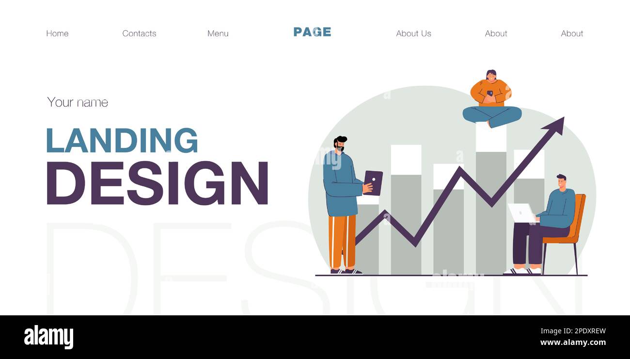 Young people around growth chart flat vector illustration Stock Vector ...