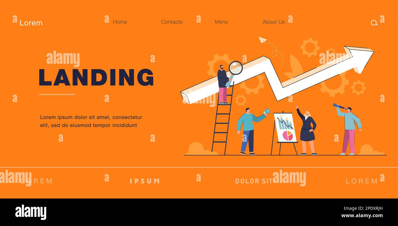 Tiny business people with growing graph of progress report Stock Vector ...