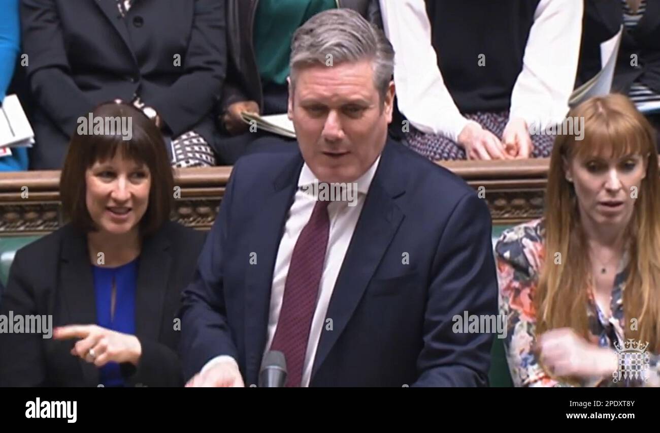 Labour leader Keir Starmer speaks during Prime Minister's Questions in ...