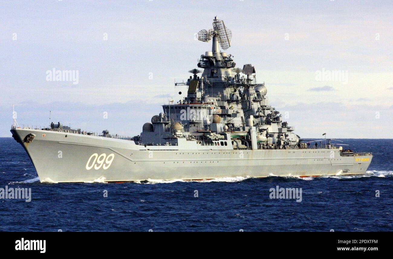 Russian nuclear-powered Peter the Great missile cruiser seen in the ...