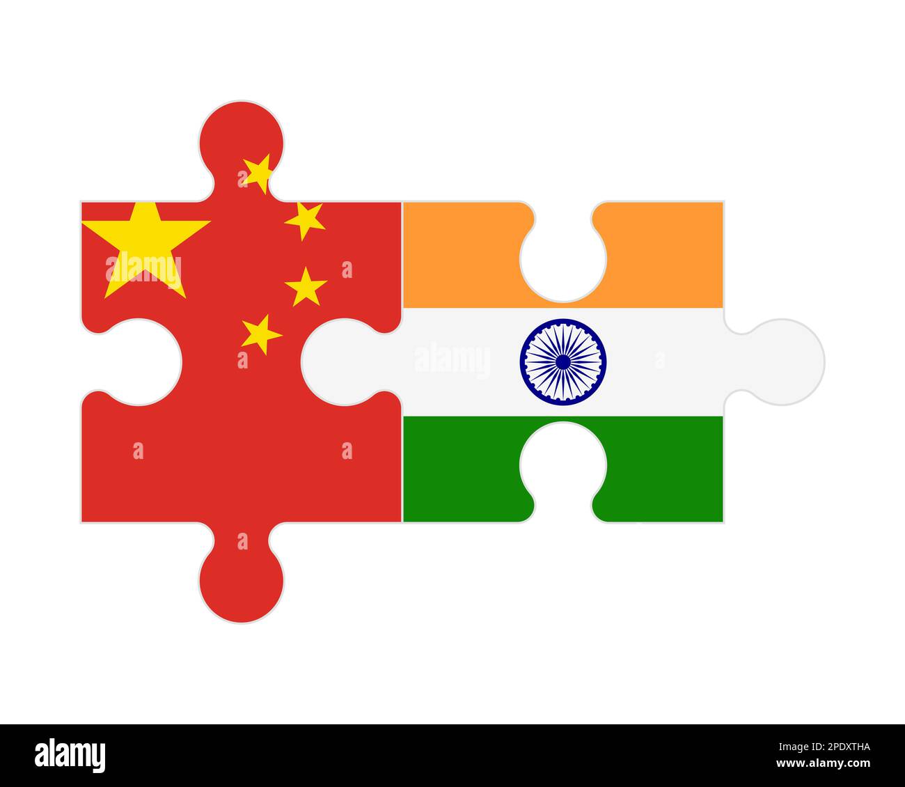 Connected puzzle of flags of China and India, vector Stock Vector Image ...