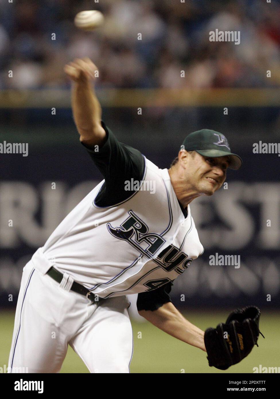 Tampa Bay Devil Rays pitcher Doug Waechter throws a pitch to the New ...