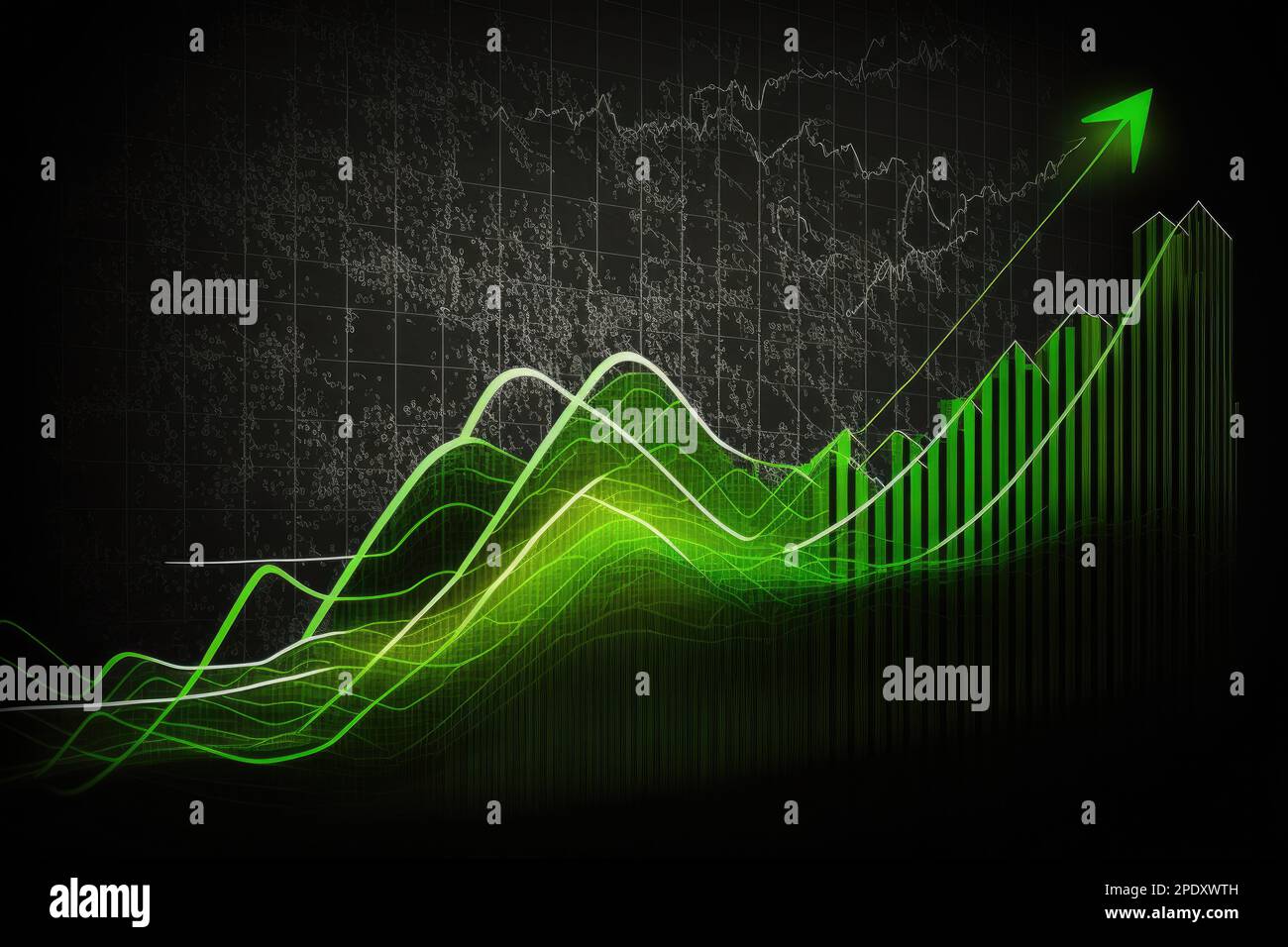 The graph rises steadily upwards in a vibrant shade of green ...