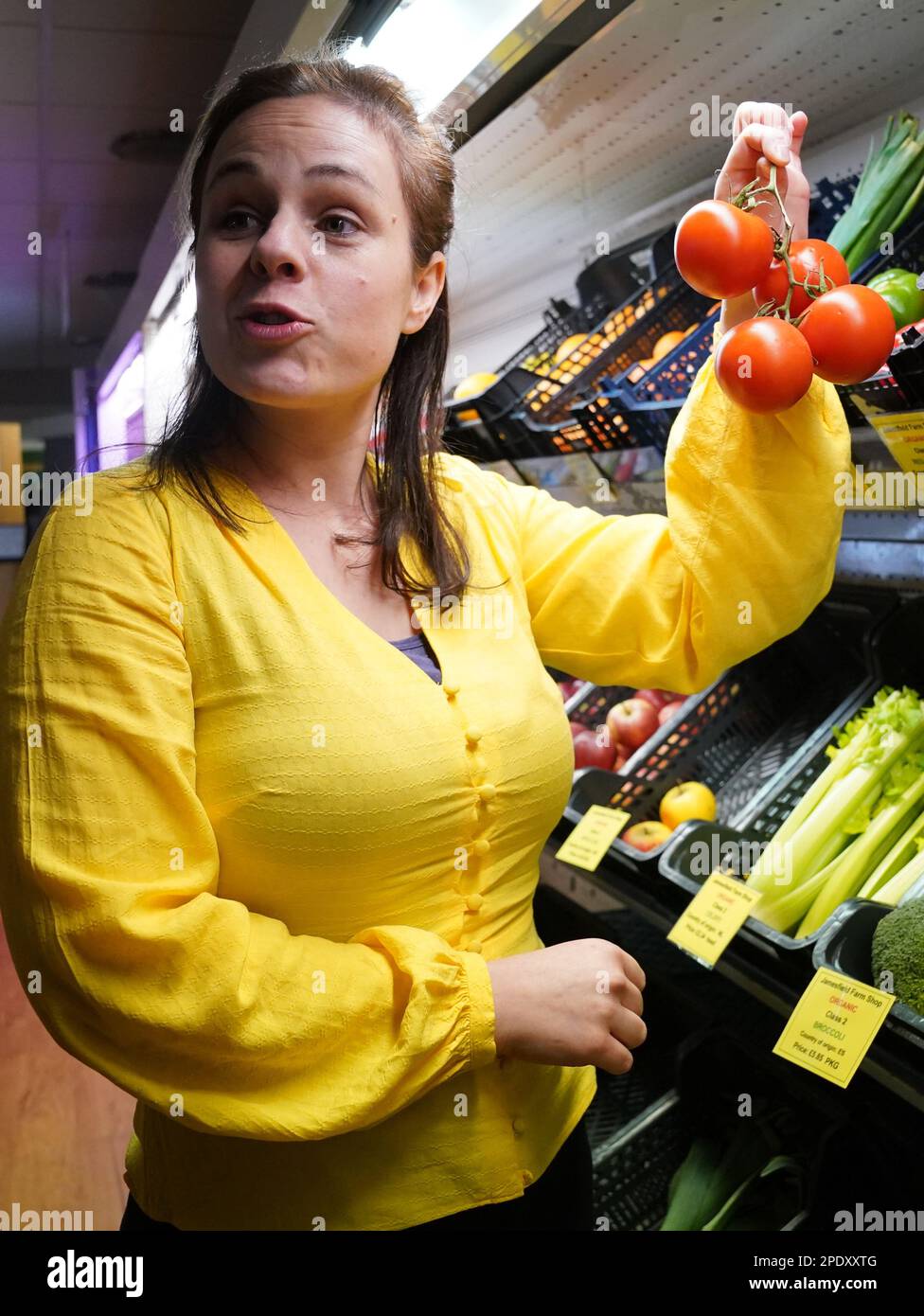 SNP leadership candidate Kate Forbes as she is shown produce during a ...