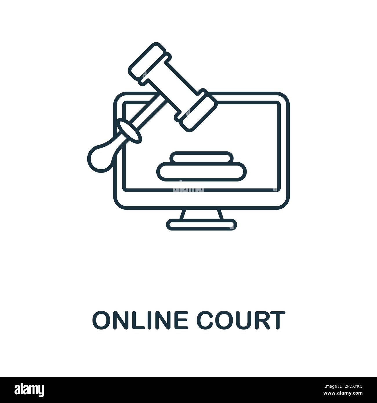 Online Court outline icon. Monochrome simple Online Court line icon for ...