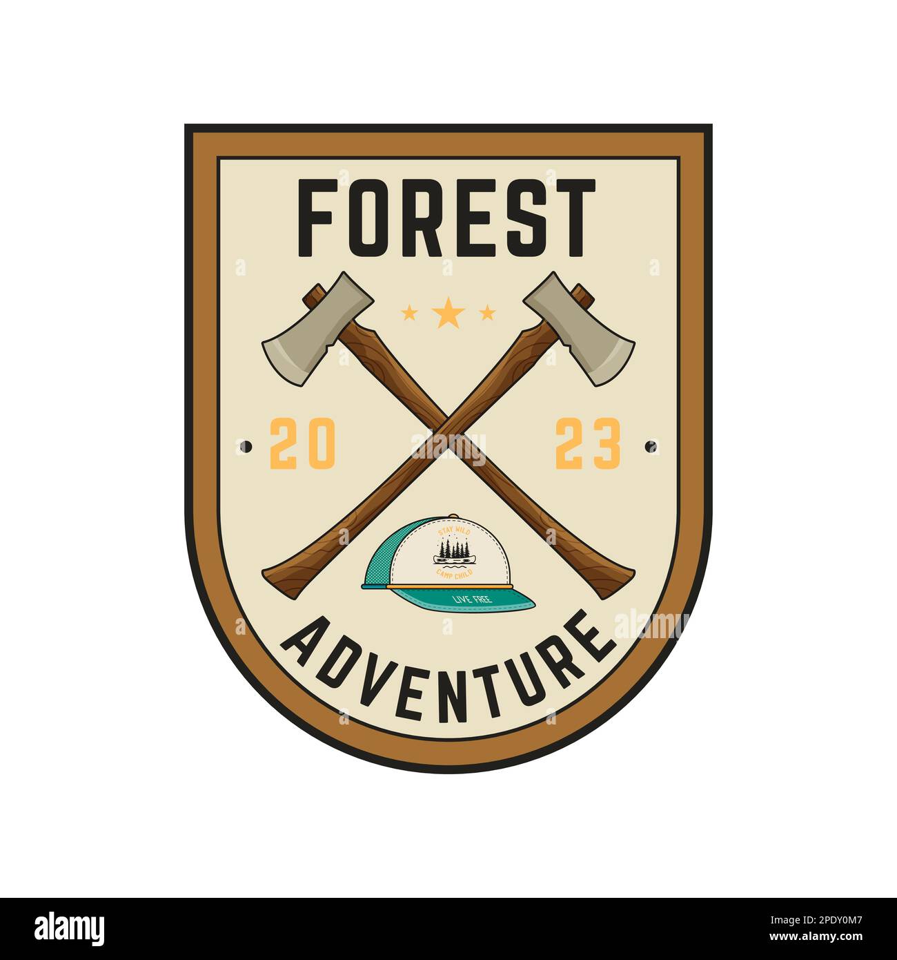 Vintage forest camping logo badge featuring wilderness-themed design ...