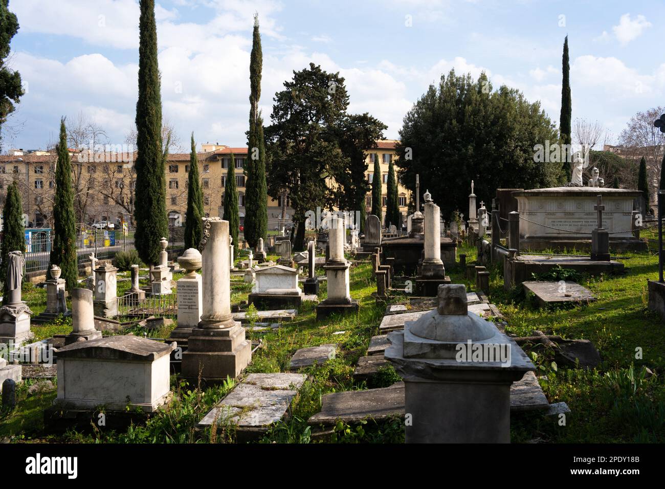 The English or Protestant cemetery in Florence, Italy. Amongst the ...