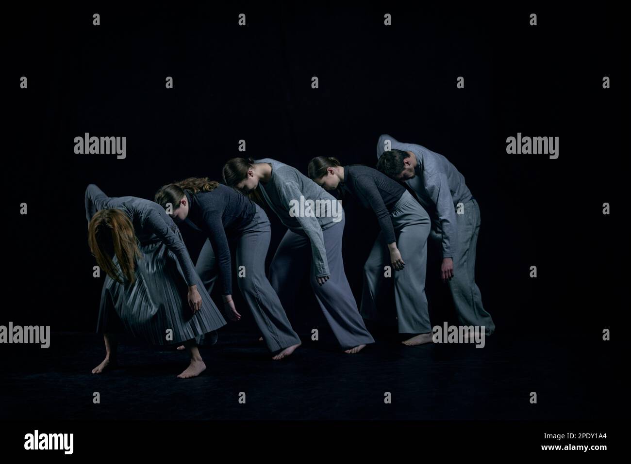 Hidden fears. Self-expression through dance. Group of young people ...