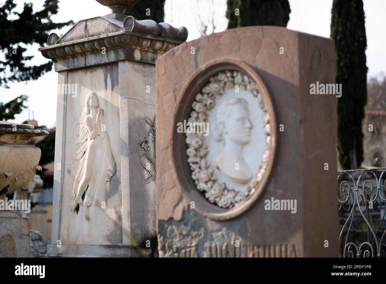 The English or Protestant cemetery in Florence, Italy. Amongst the ...