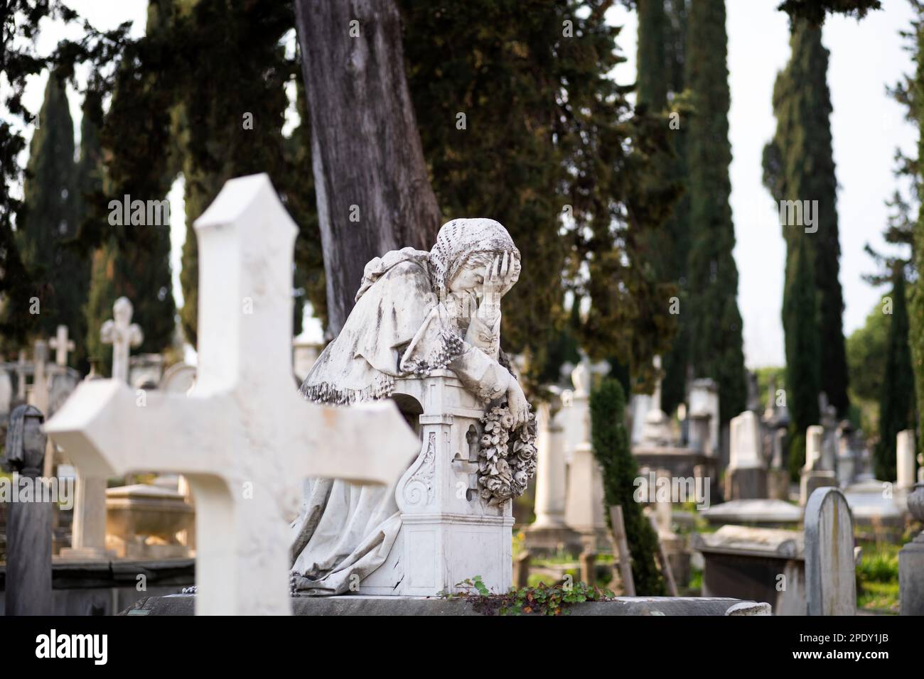 The English or Protestant cemetery in Florence, Italy. Amongst the ...
