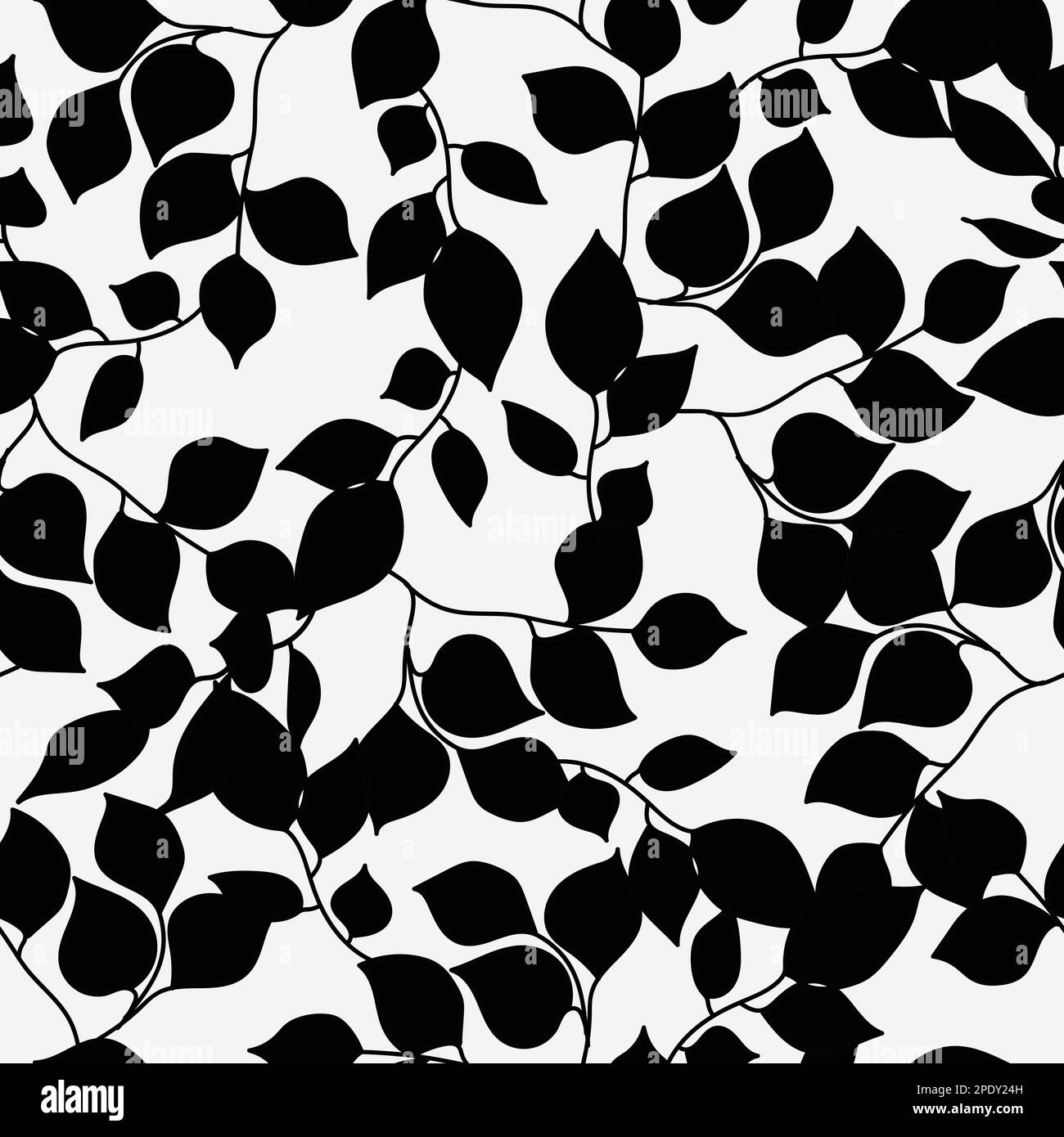 Silhouettes of leaves seamless pattern. Floral organic beautiful ...