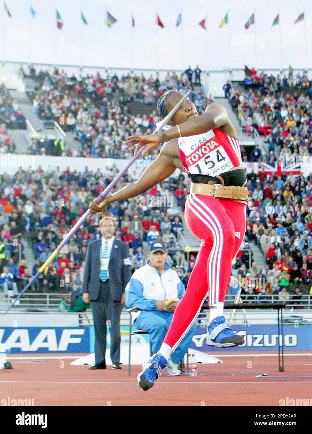 Osleidys Menendez of Cuba in action on her way to the gold medal in the ...