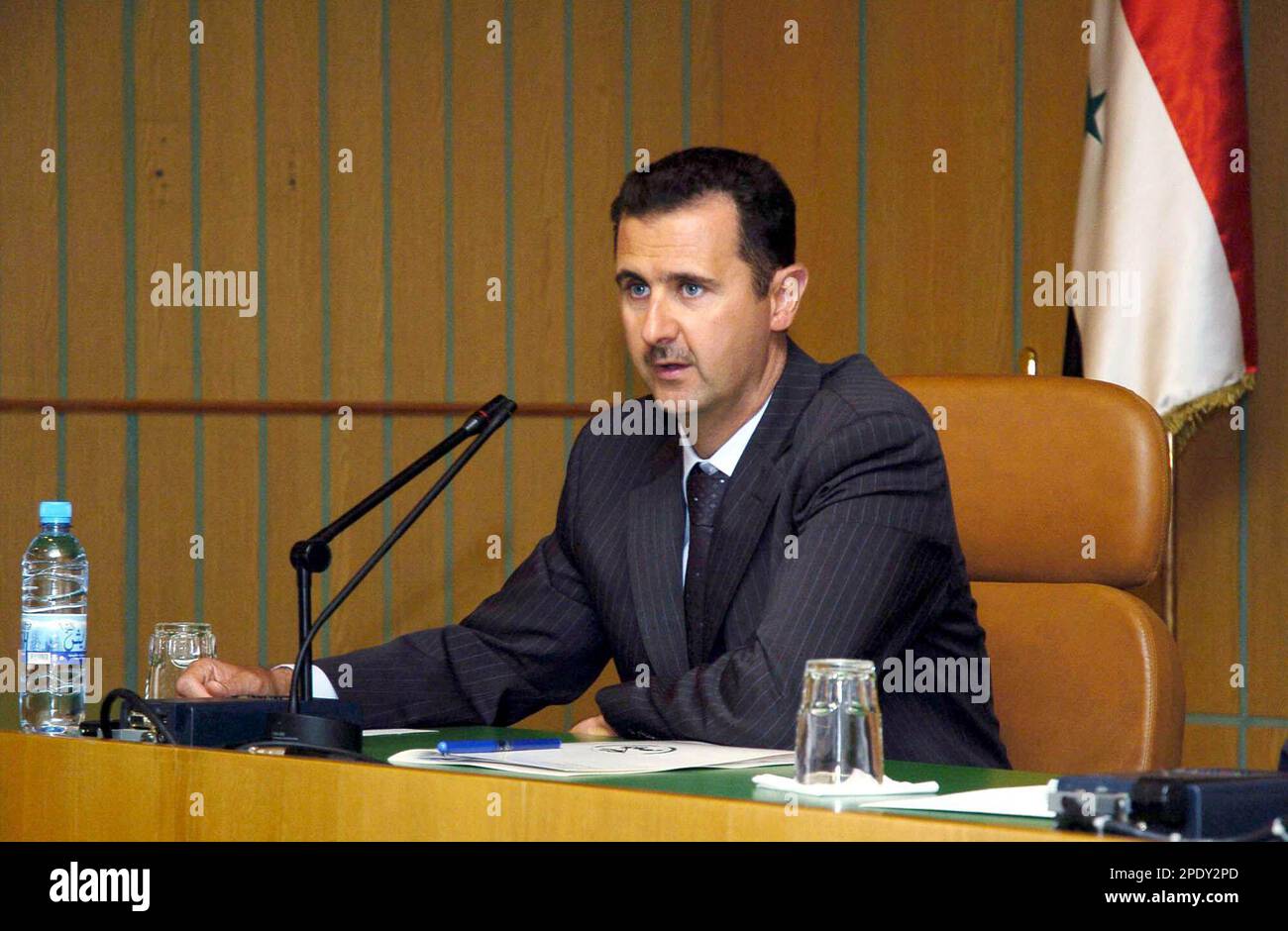 Syrian President Bashar Assad chairs the meeting of the central ...