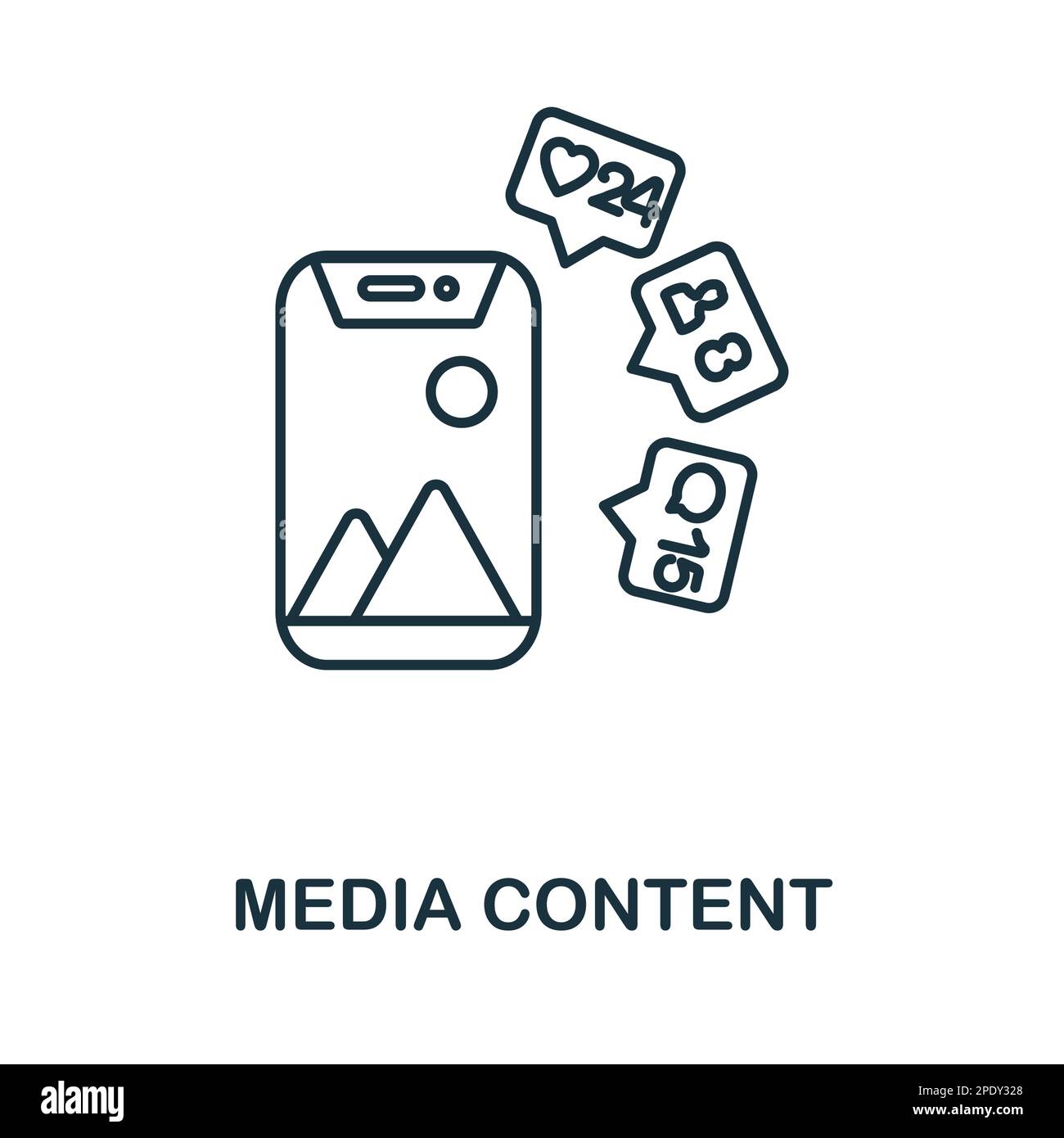 Media Content outline icon. Monochrome simple Media Content line icon ...